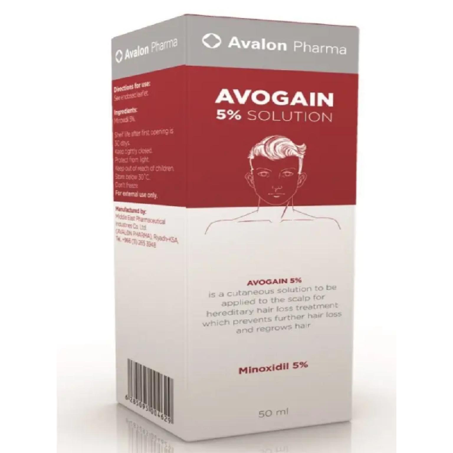 Avalon Pharma Avogain 5% Solution + 5% Minoxidil Spray 50 ml For Men ...